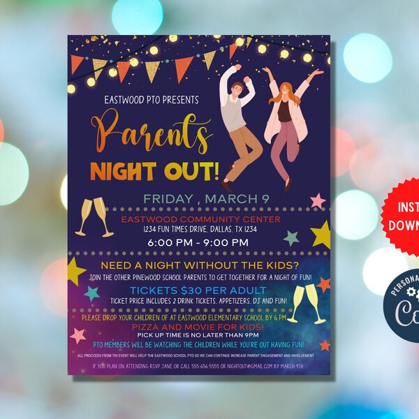 School Moms Night Out Invite - Etsy