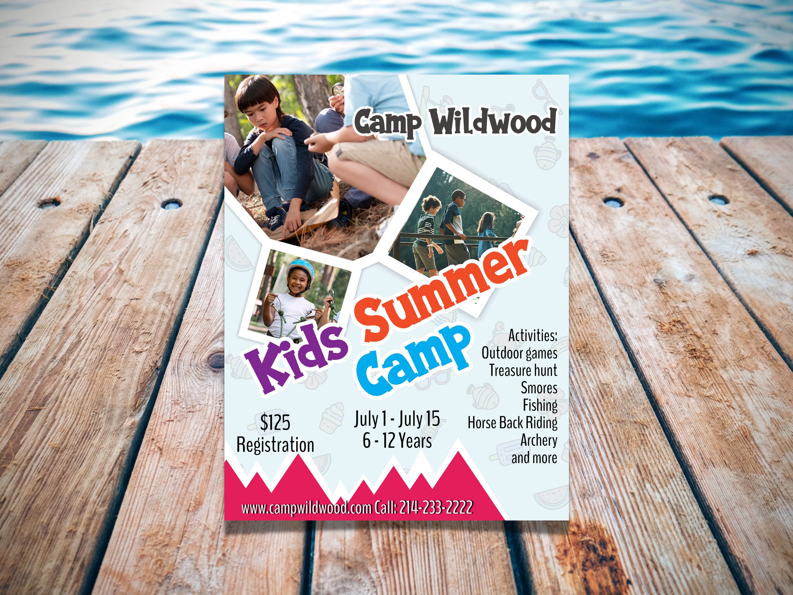 Summer Camp Flyer Editable Camping Invitation Spring Break Poster ...