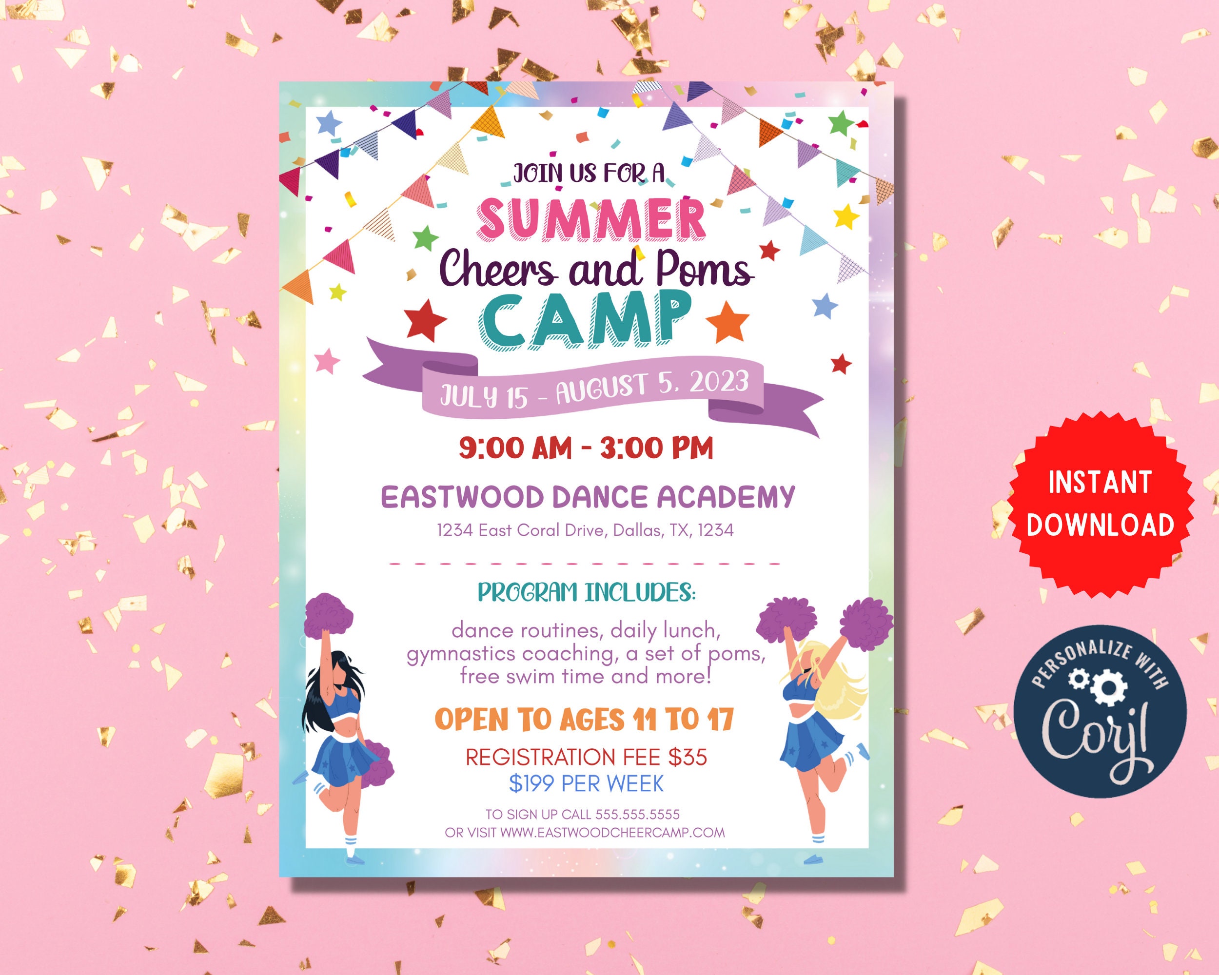 Kids Summer Camp Invite, A4 Flyer Template, School Event Flyer, Summer ...