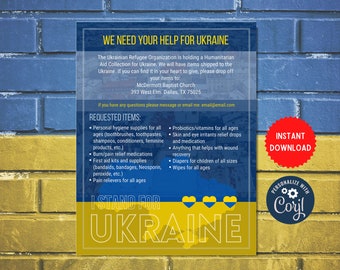 Ukraine Donation Flyer Charity Help Donate Conflict Food - Etsy
