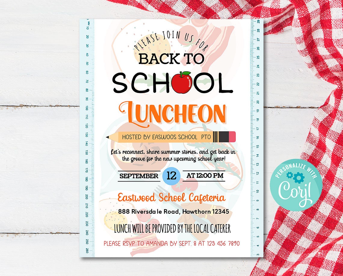 Teacher Staff Luncheon Party Social Printable Invite PTA PTO Flyer ...