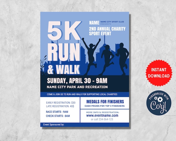 5K Event Flyer Printable School Fun Run Fundraiser - Etsy