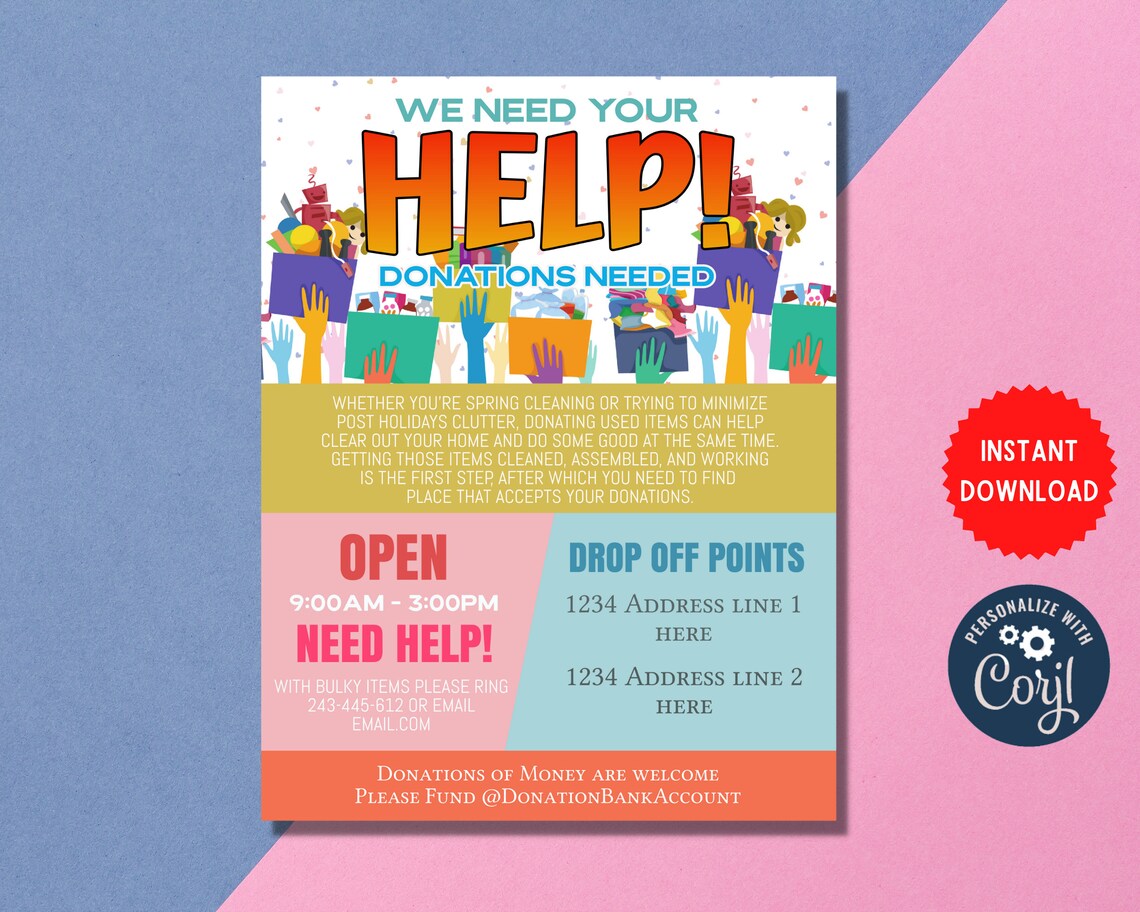 Editable Donation Drive Flyer, New and Used Toys Drive Flyer, PTA Theme ...