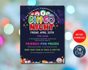 Bingo Night Flyer Printable PTA PTO Flyer School Church - Etsy