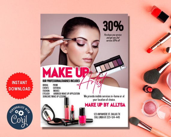 Makeup Artist Event Flyer Printable Beauty Skincare | Etsy