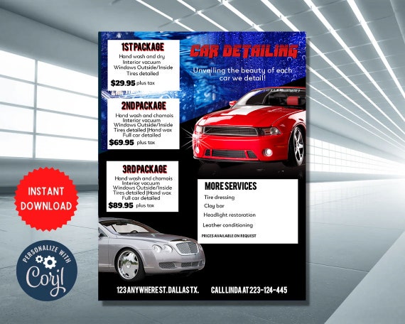 Car Detailing Event Flyer Printable Washing Service Flyer - Etsy