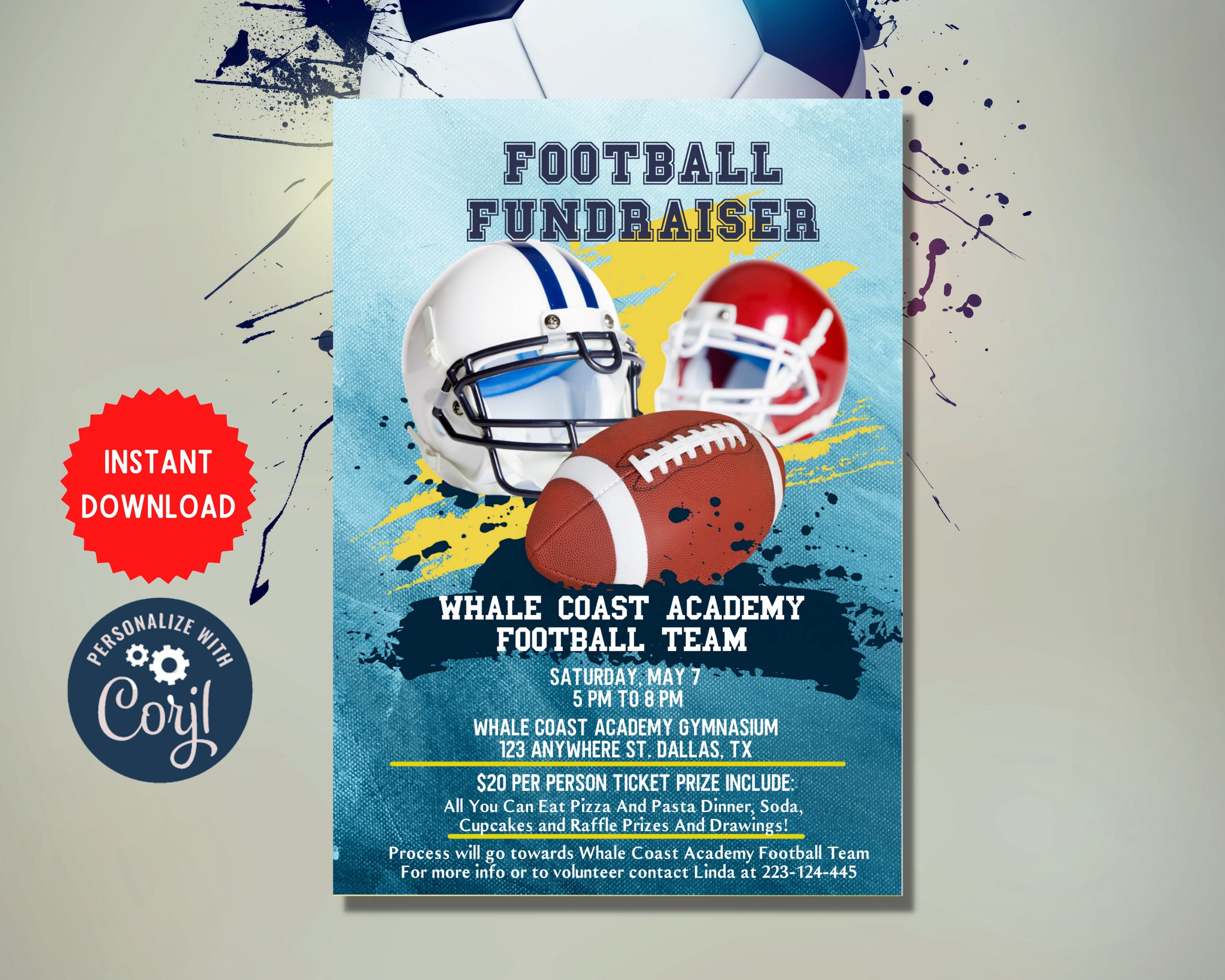 Football Fundraiser Invite Template, School Event Party Invitation ...