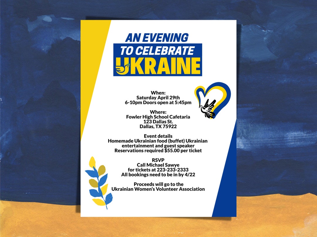 Celebrate Ukraine Invitation Fundraiser Flyer Charity Flyer Donate ...
