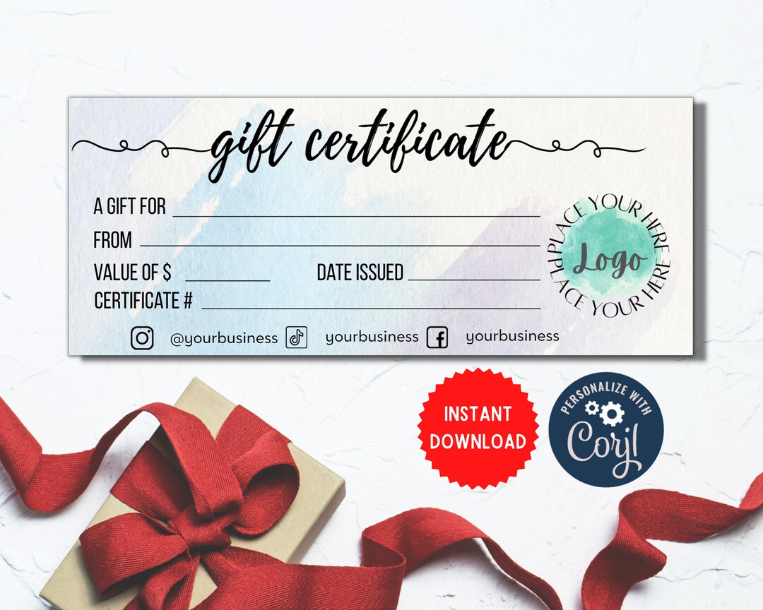 Minimalist DIY Gift Certificate Template, Editable Gift Voucher ...