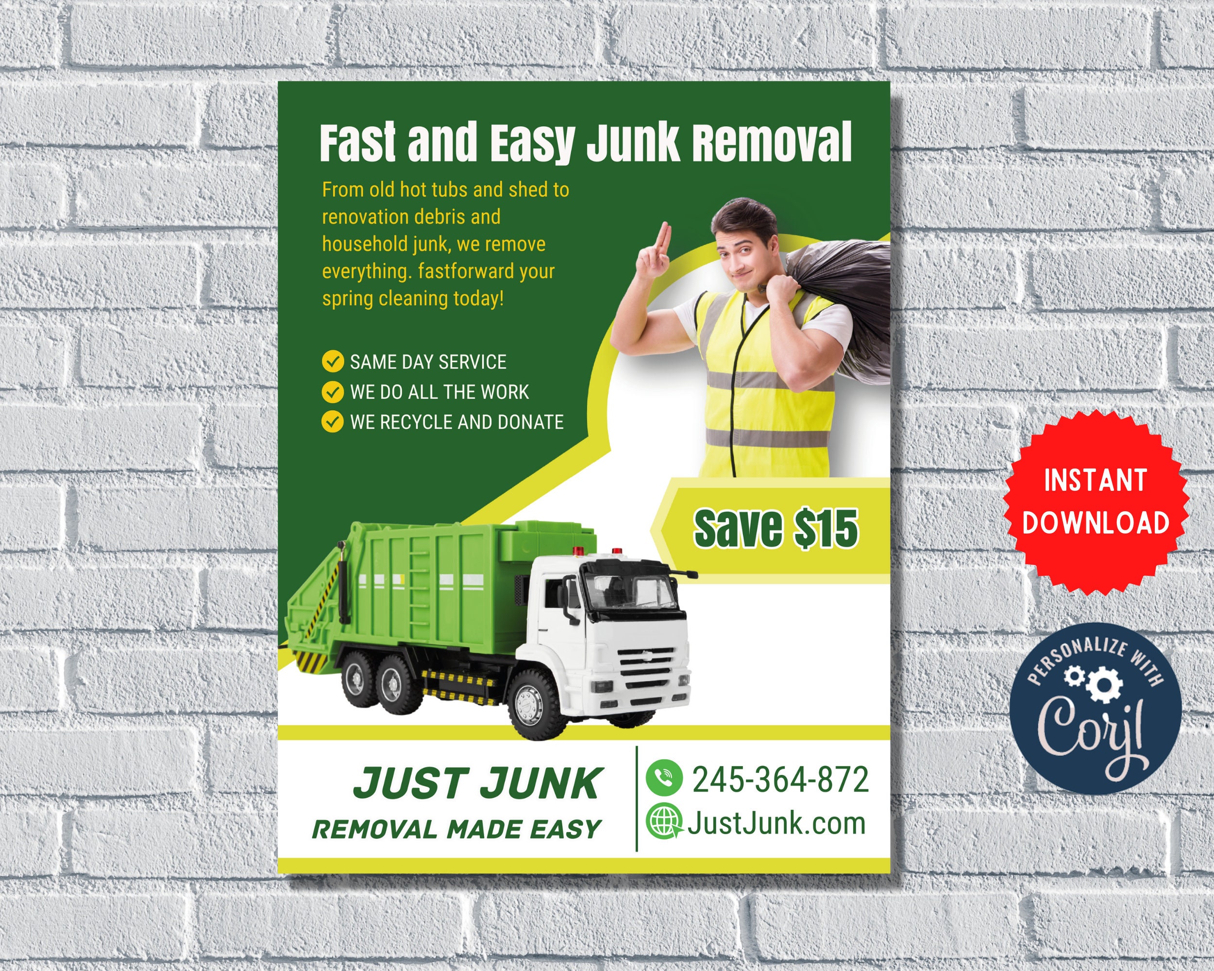Junk Removal Template Service Repair Flyer Editable Business Etsy