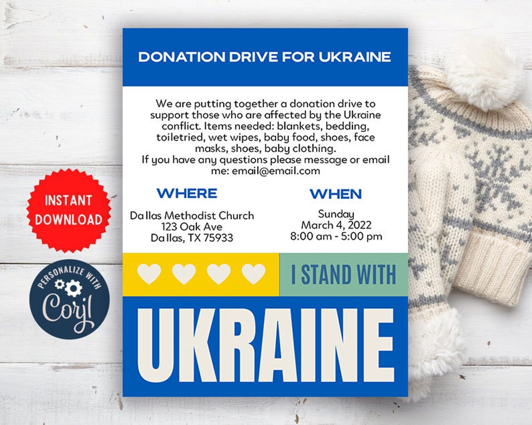 Clothing / Food Drive for Ukraine Flyer Charity Flyer Donate Conflict ...