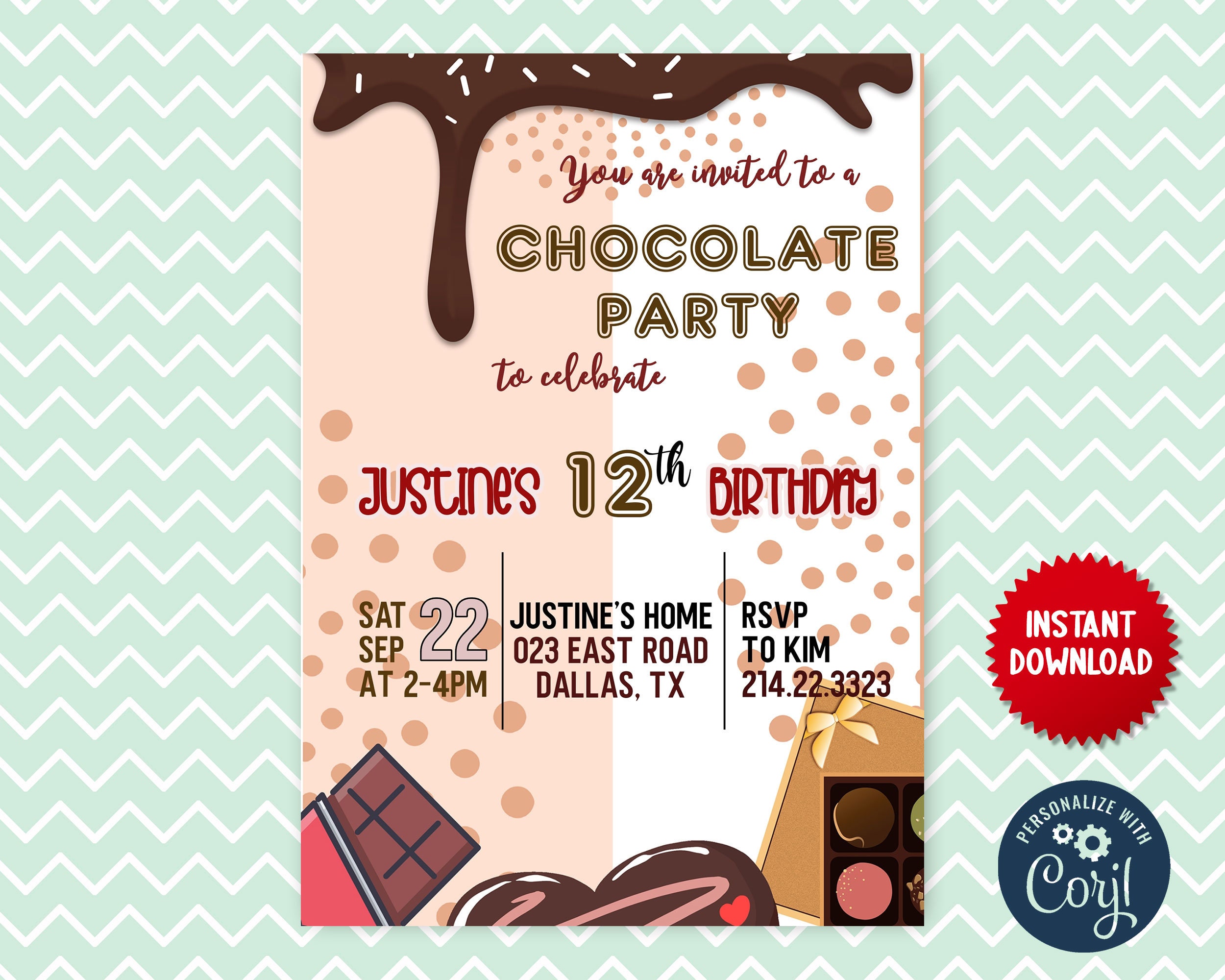 Invitación Temática De Crema De Chocolate