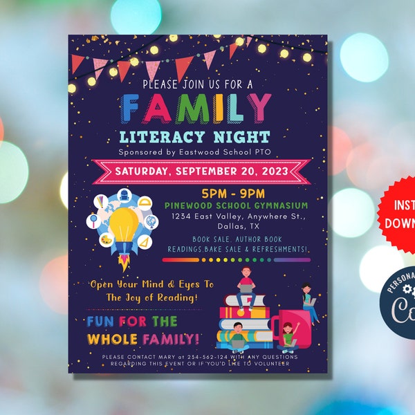 Literacy Night Invitation - Etsy