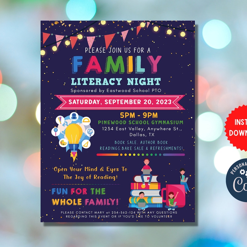 Literacy Night Flyer - Etsy