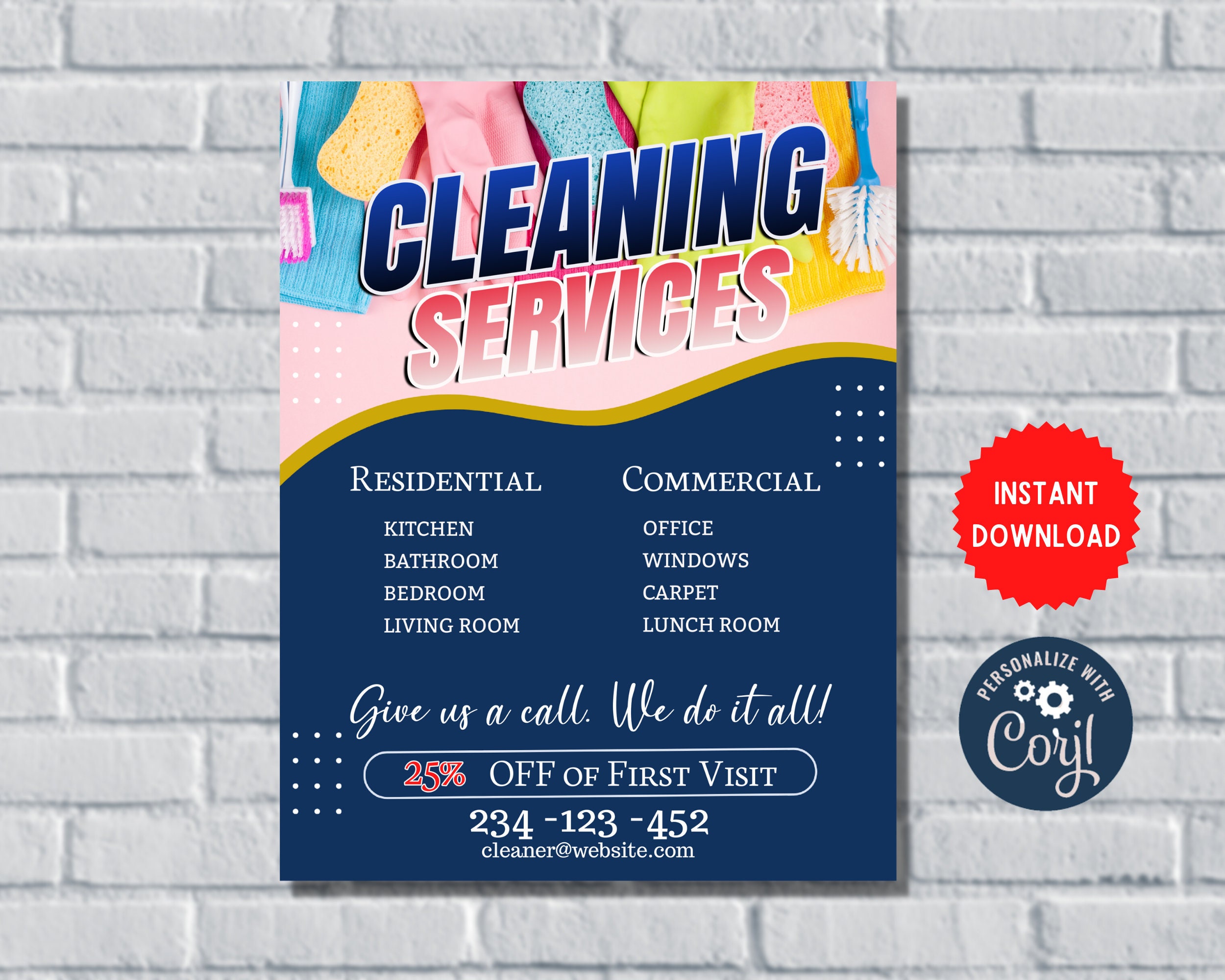 Cleaning Service Invite Template, 8.5 X 11 Digital & Printable ...