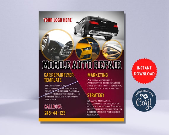 Paper Auto Mobile Flyer Editable Canva US Letter Size Flyer Template ...