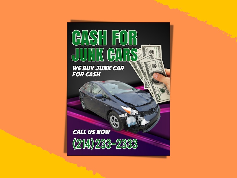 Cash for Junk Cars Flyer Car Sales Sell Your Car Poster Editable ...