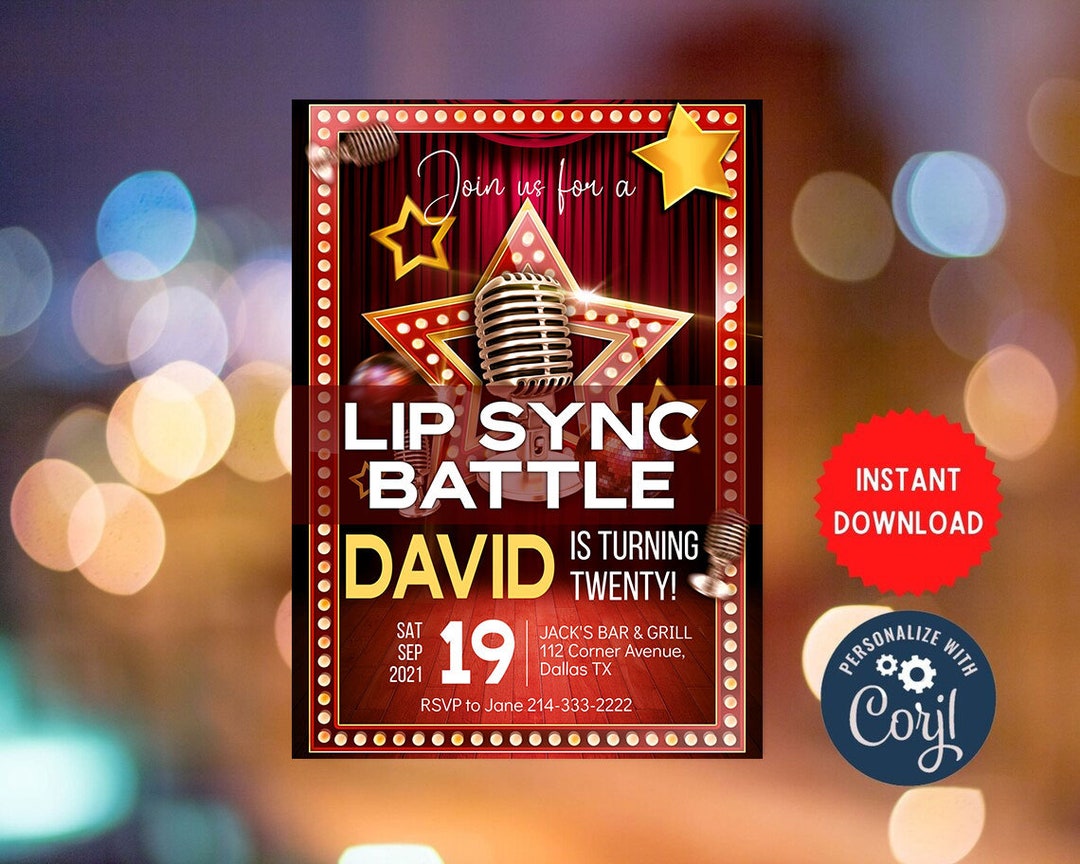 Lip Sync Battle, Music Party Invite, Birthday Celebration Editable ...