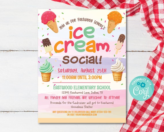 Ice Cream Social Invitation Flyer Teacher Appreciation - Etsy