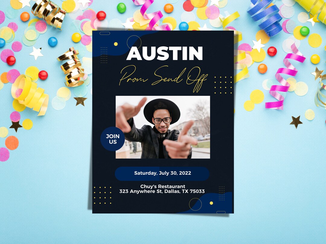 Prom Send off Invitation Invite, Photo Prom Invite, Corjl Instant ...