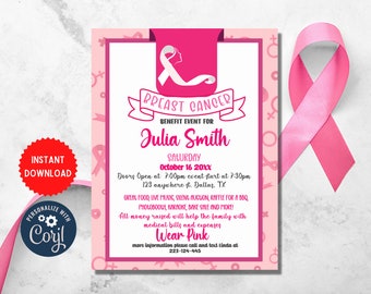 Breast Cancer Event Invitation - Etsy