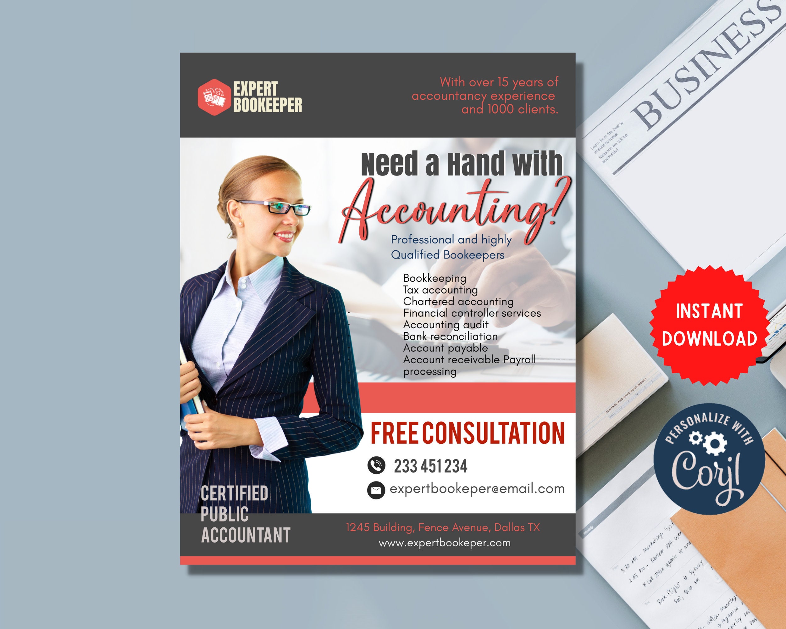 Accountancy Company Services Flyer, Accounting Flyer Design ...