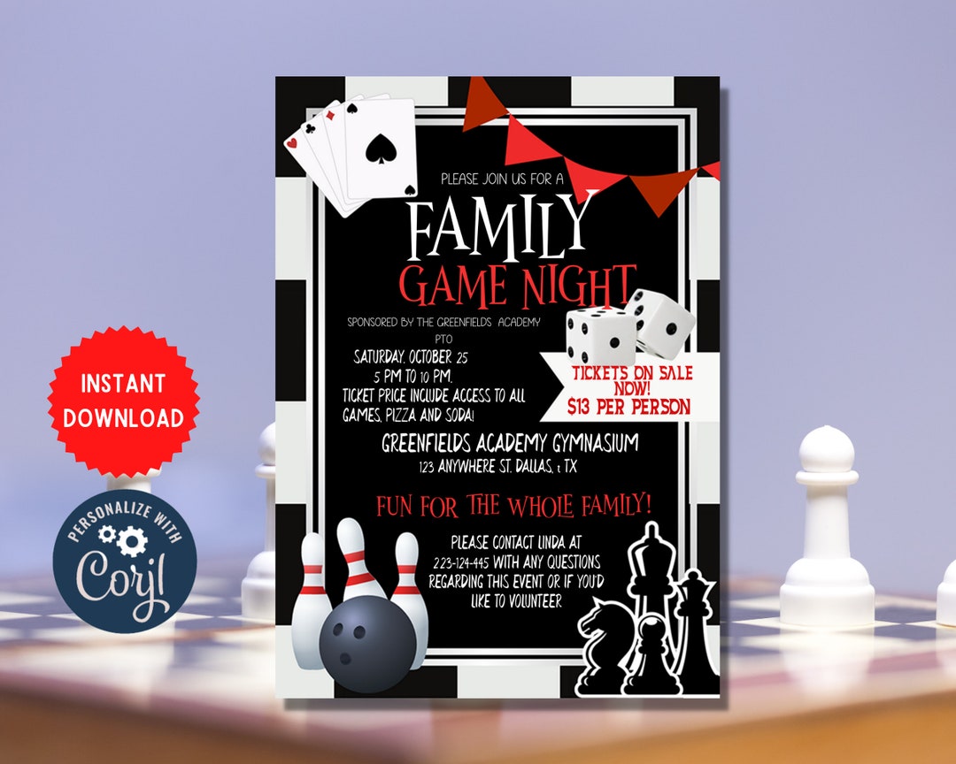 Family Game Night Template Family Event Party Invitation - Etsy