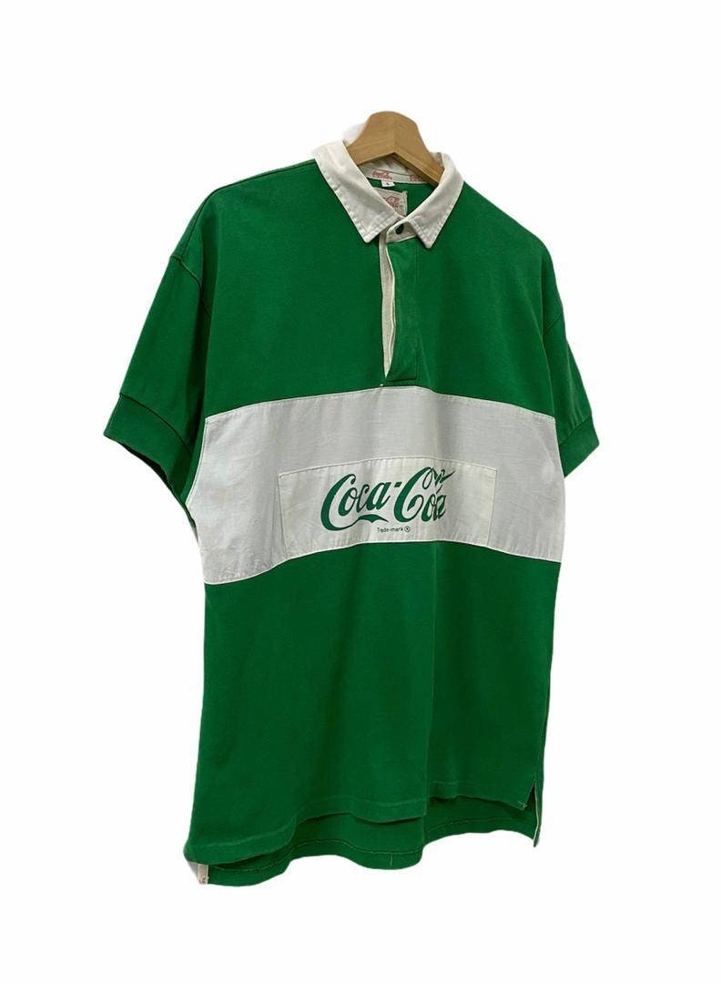 Vtg 90's Coca Cola Rugby Shirt Short Sleeve Spellout Logo Size 4 - Etsy