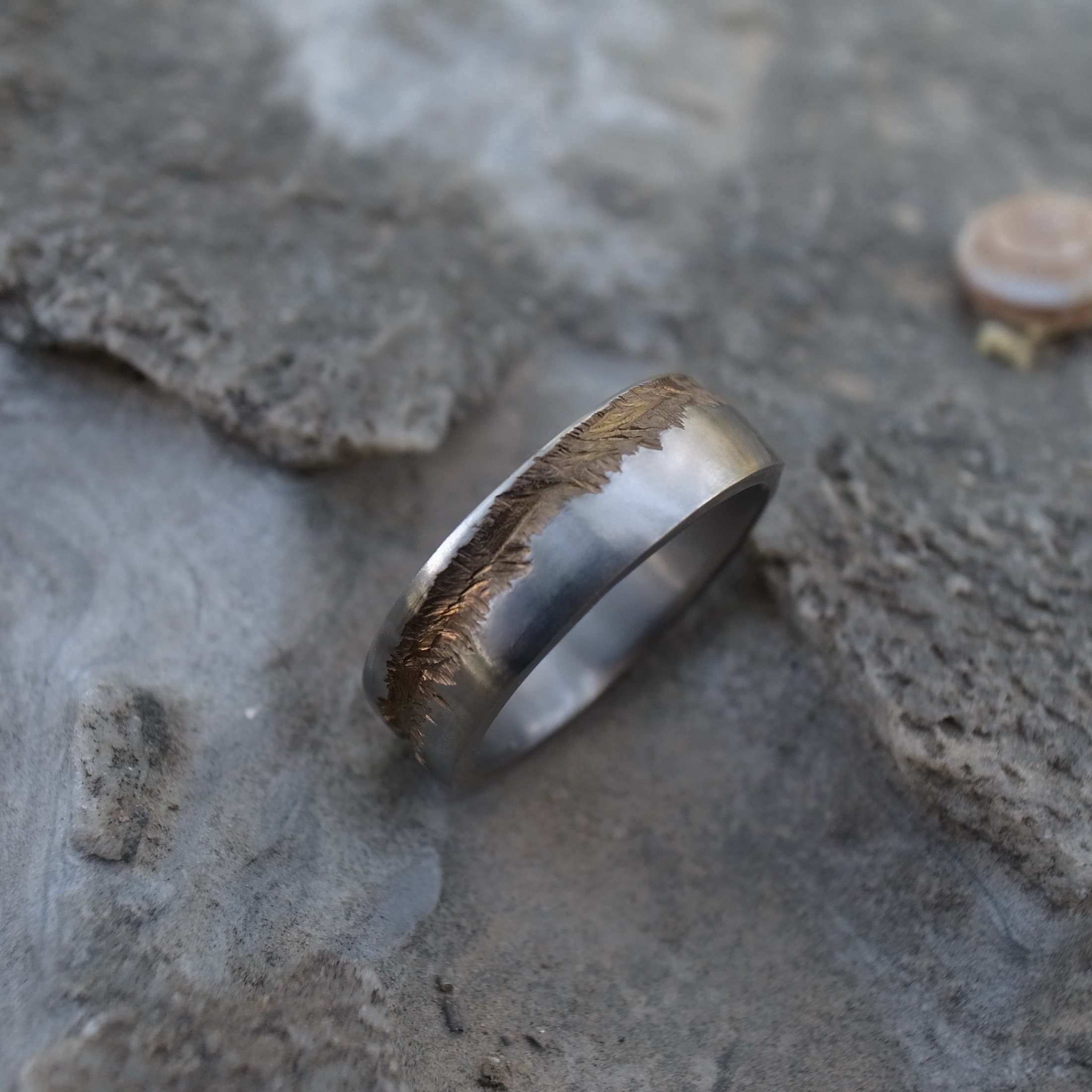 Mens and Womens Wedding Band Rustic Titanium Ring Handmade - Etsy