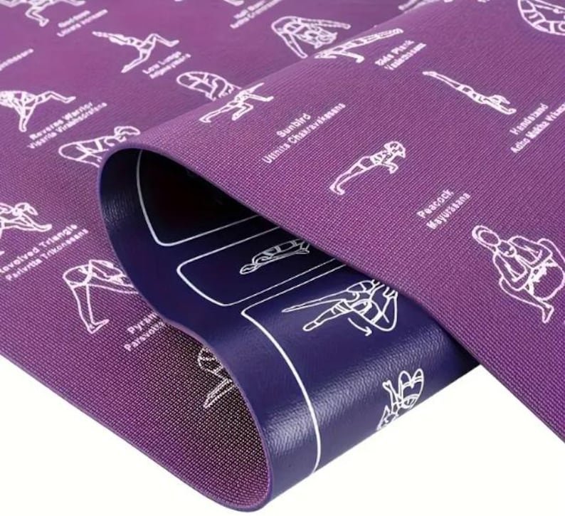 Yoga Mat With Poses | Non-slip Extra Thick Mat Yoga Gift| Yoga Lover ...