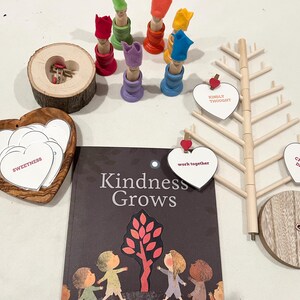 Kindness Grows Book Activity Kit: Wooden Tree, Peg Dolls, Heart Cards ...