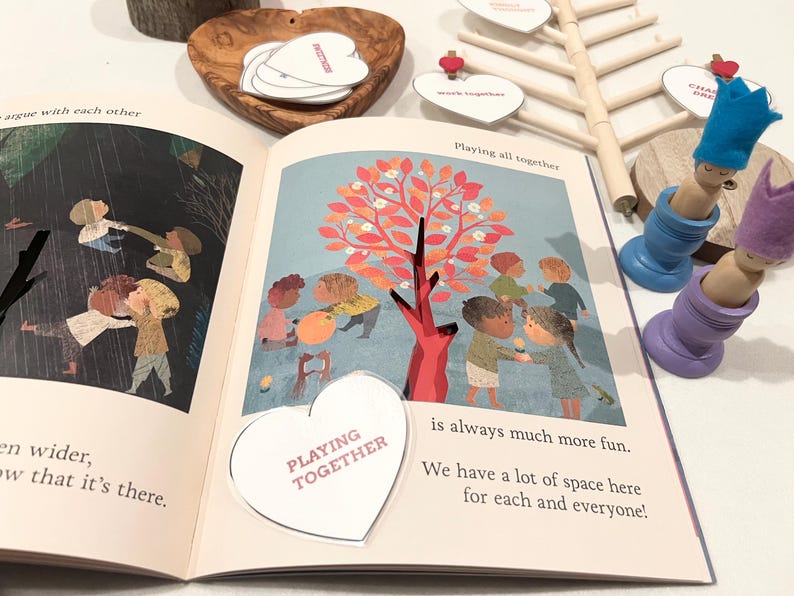 Kindness Grows Book Activity Kit: Wooden Tree, Peg Dolls, Heart Cards ...