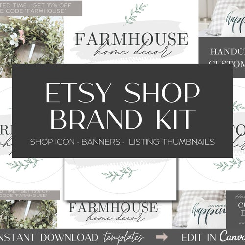 Farmhouse Shiplap Etsy Shop Banner and Branding Kit Etsy - Etsy