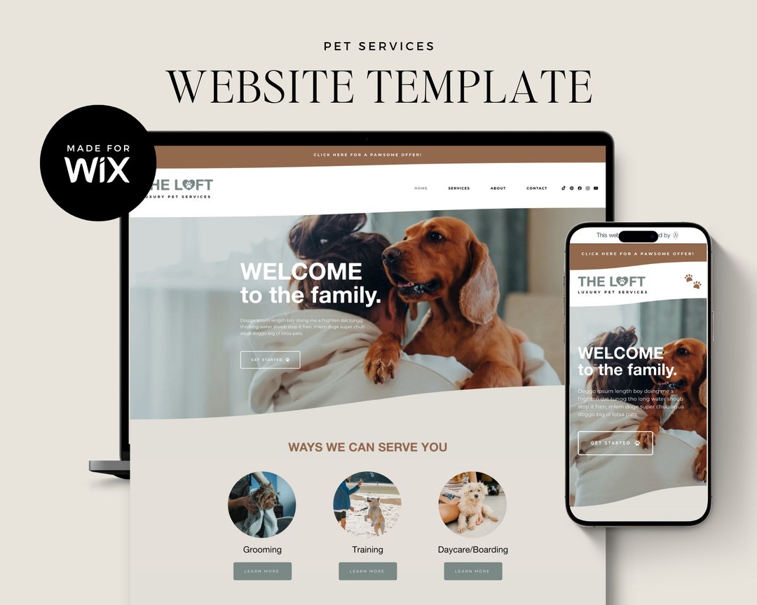 Pet Services Website, Wix Website Template, Website Design for Dog ...