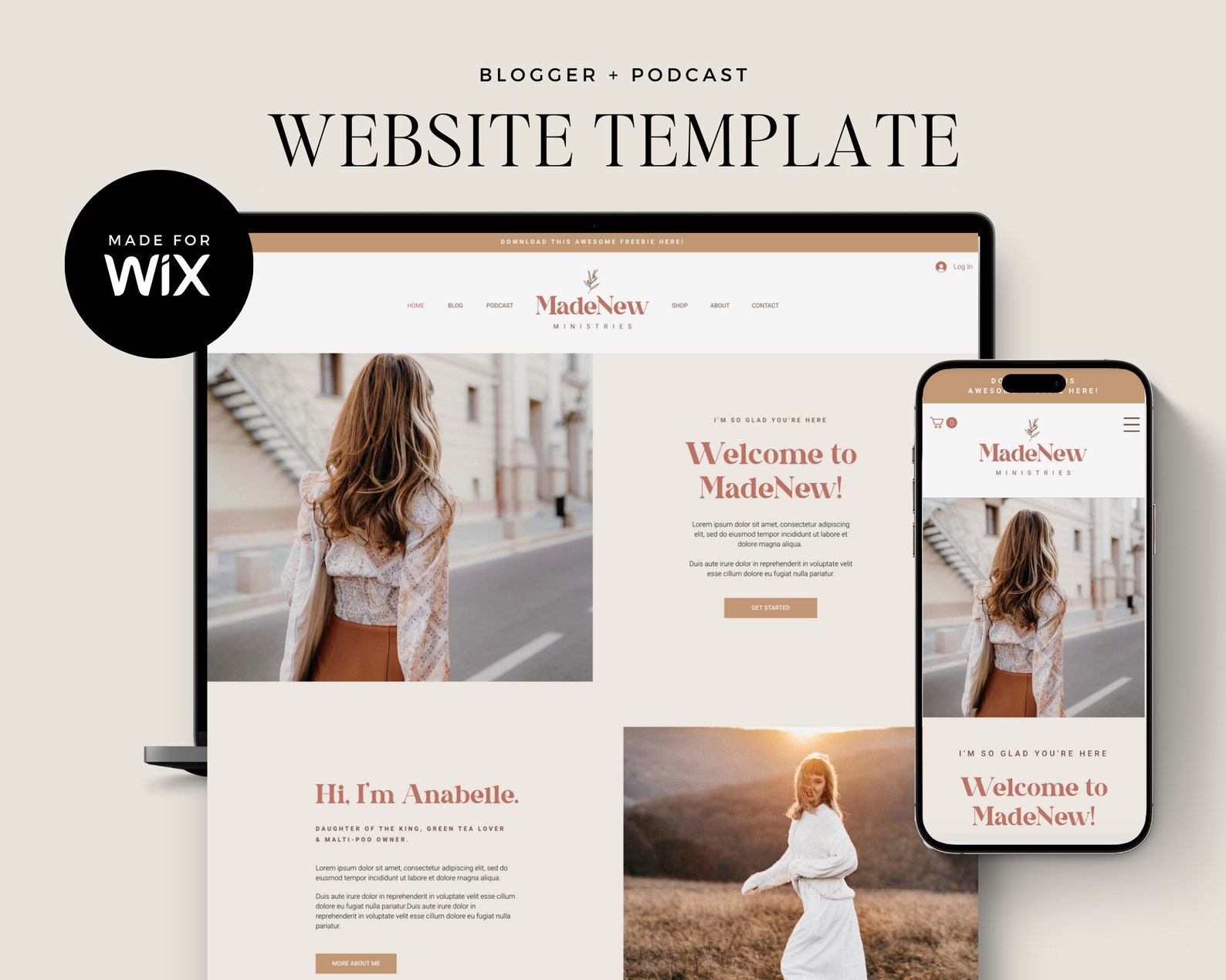 Wix Website Design Template for Blogger, Podcast Website, Minimal ...