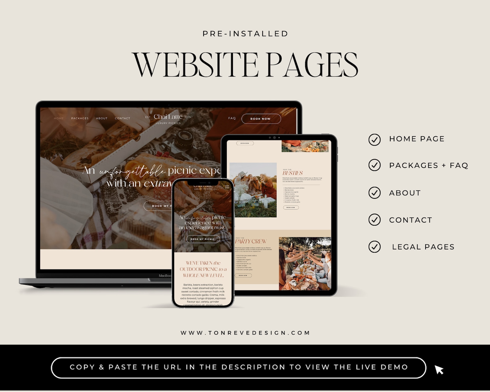 Wix Website Template for Luxury Picnics, Photographer, Hair, Lashes ...