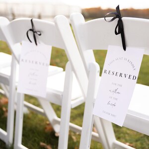 Modern B/W Chair Reserved Sign, Ceremony Template - Etsy