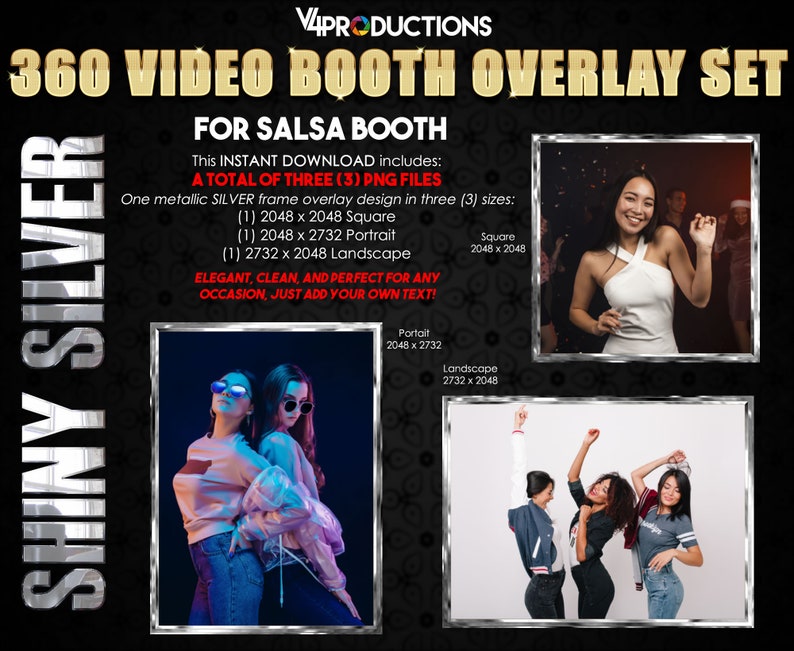 SALSA Booth 360 Video 3 Overlay Set SILVER Frame in Portrait - Etsy