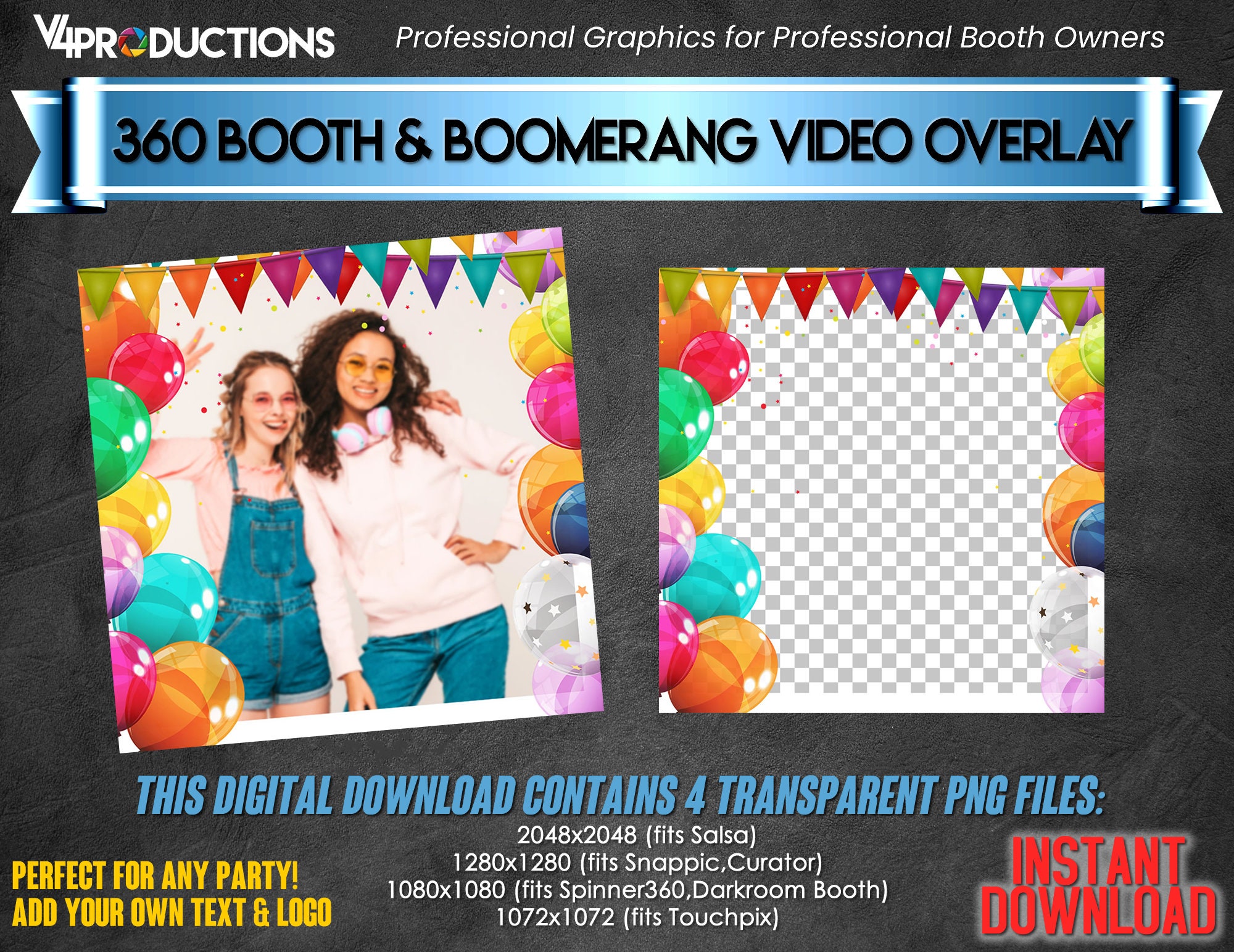 Multicolored Balloons 360 Booth Overlay for Touchpix Salsa Snappic ...