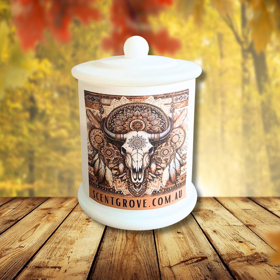 Longhorn Country Western Wood Wick Soy Candle XL Matte White Jar Cow ...