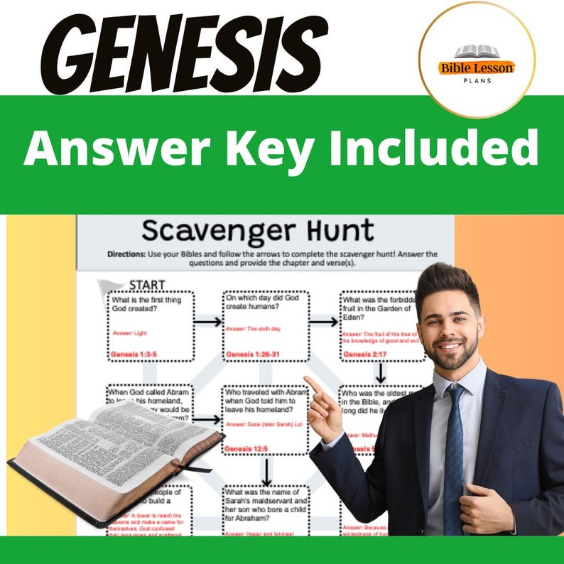 Genesis Overview Activity Scavenger Hunt Old Testament Bible Lesson ...