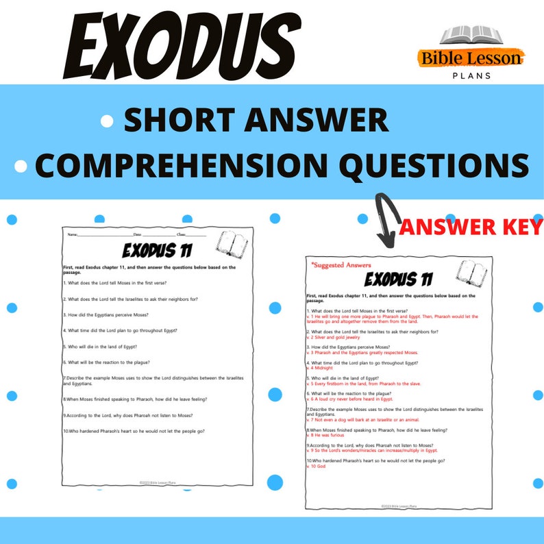 Exodus Bible Study, Exodus Printable, Exodus Passover Study, Exodus ...