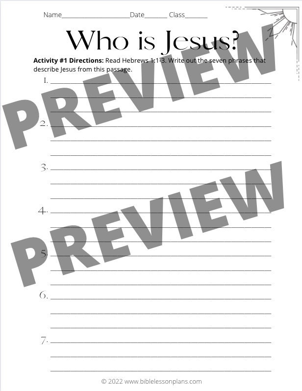 Who is Jesus? the Letter of Hebrews Activity Educational Printable ...