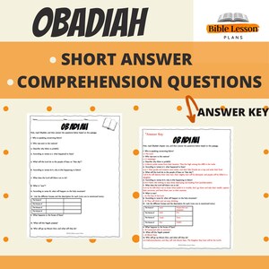 Obadiah Bible Study Questions: Homeschool Christian Curriculum - Etsy