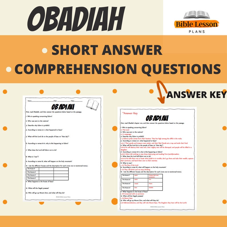 Book of Obadiah Bible Study. Obadiah Bible Questions, Minor Prophet ...