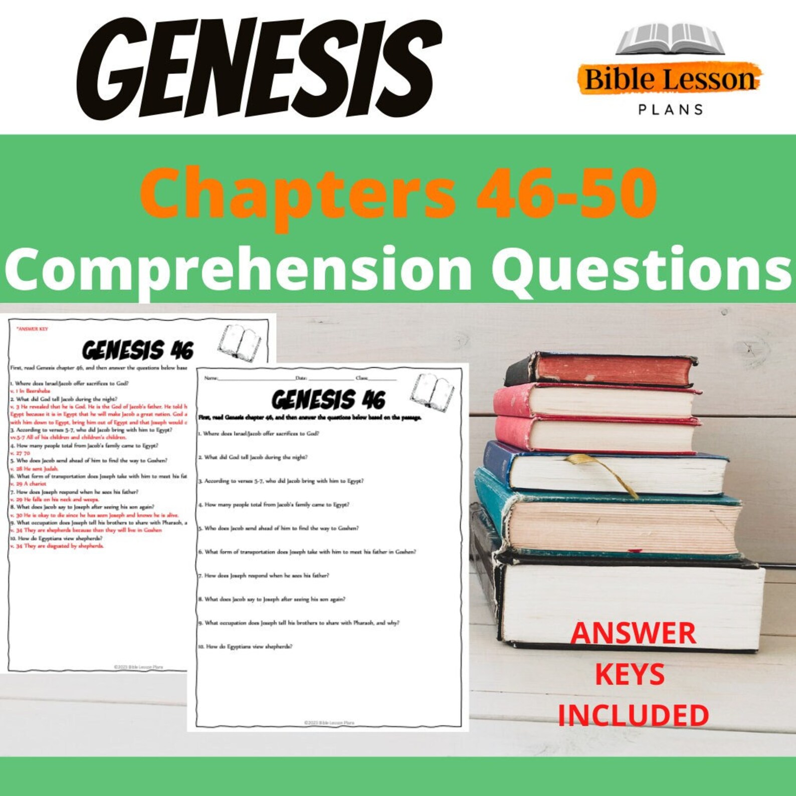 Genesis Bible Study Guide: Comprehension Questions & Teacher Answers ...