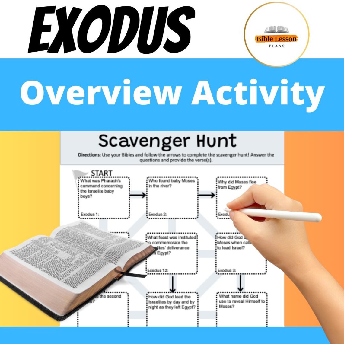 Exodus Scavenger Hunt Activity: Old Testament Bible Lesson (PDF) - Etsy