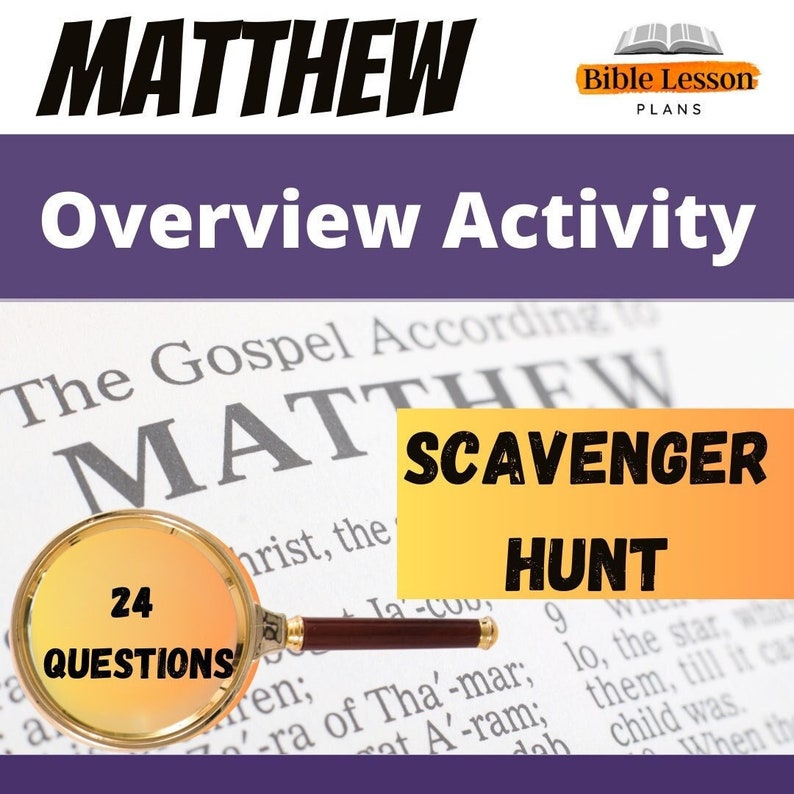 Gospel of Matthew Scavenger Hunt Activity: Bible Overview (24 Questions ...