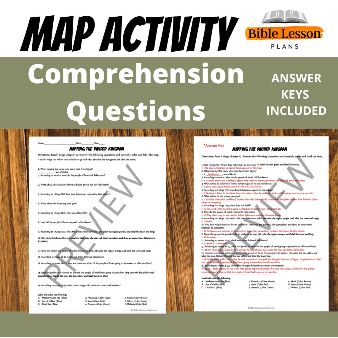 Divided Kingdom Map Activity: Bible Study, Homeschool (PDF Pattern) - Etsy