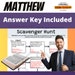 Gospel of Matthew Scavenger Hunt Activity: Bible Overview (24 Questions ...